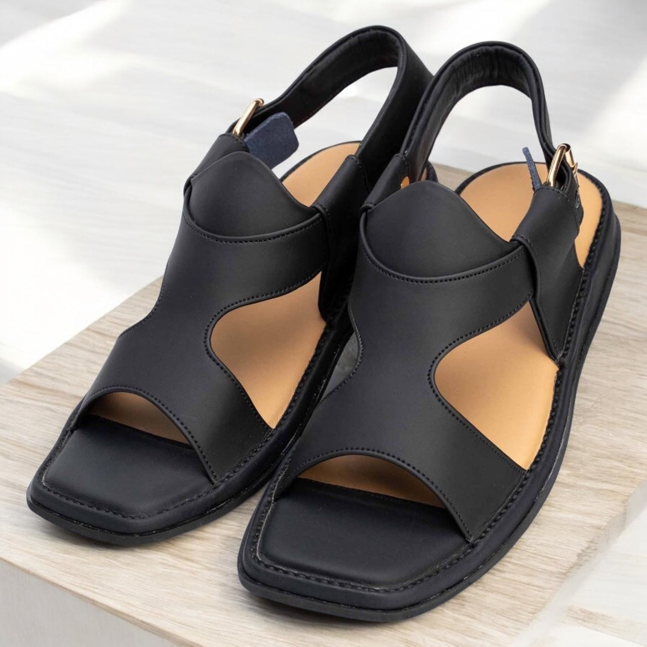 Black Panjedar Peshawri Shoes – Premium Handmade Charsadda Chappa