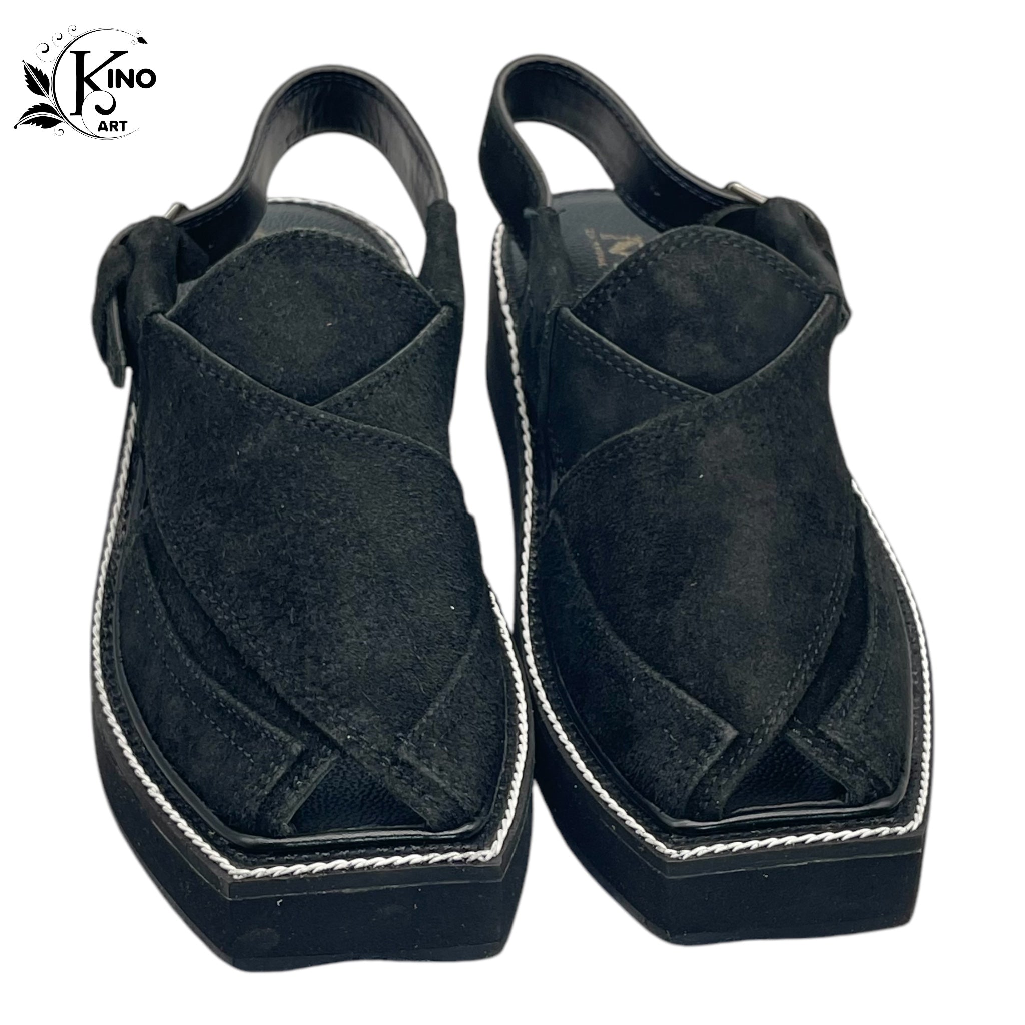Dark Black Sabar Peshawari Shoes with Tyre Sole – Traditional Charsadd